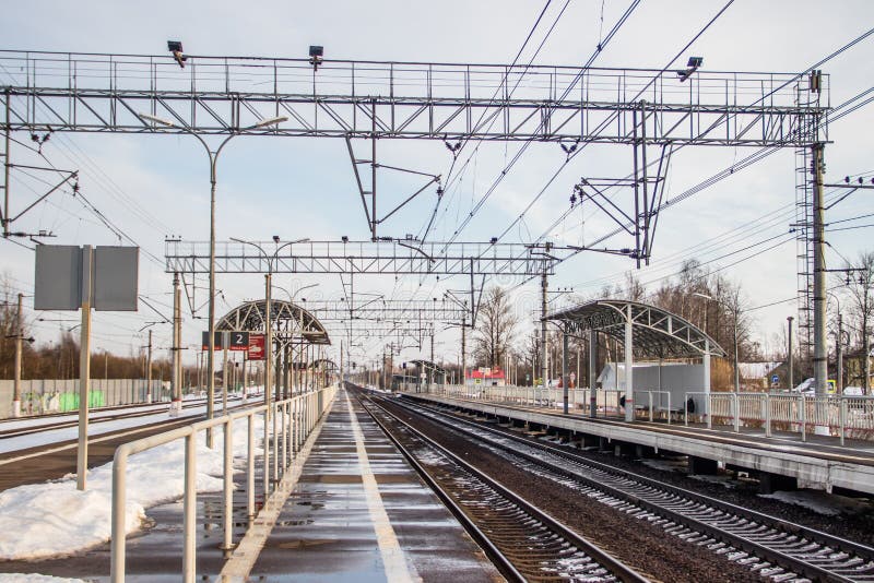 Russian Railway. Spring Railway. Rails and Sleepers Stock Photo - Image ...