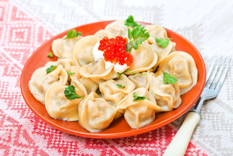 Russian ravioli with meat stock photo. Image of dish - 19137818