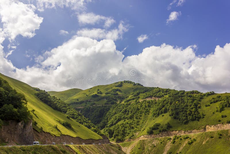 Russian Region, Chechen Republic, Caucasus Mountains Stock Photo ...
