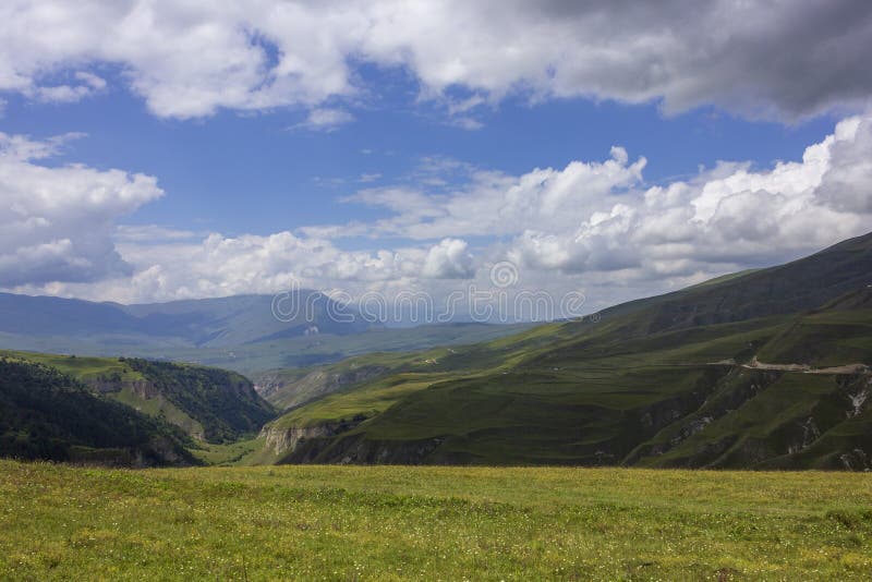 Russian Region, Chechen Republic, Caucasus Mountains Stock Photo ...