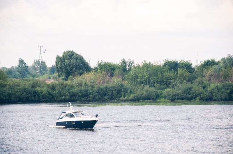 Speedboat on the river stock photo. Image of energy - 123053478