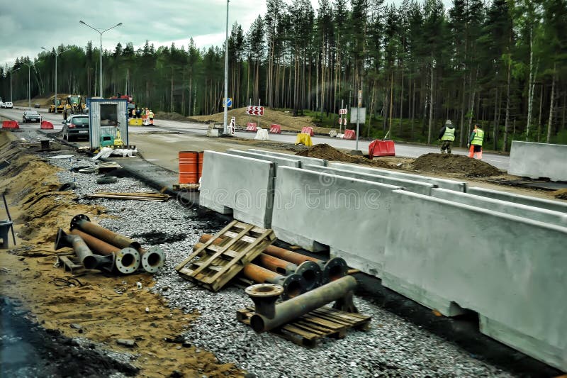 Russian road construction editorial stock image. Image of complex ...
