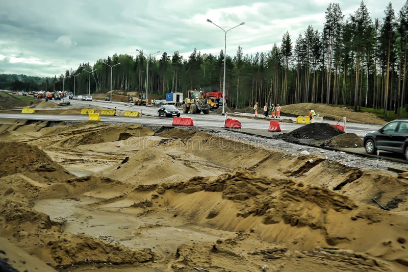 Russian road construction editorial stock image. Image of complex ...