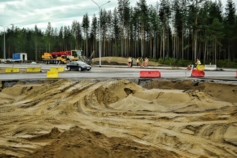 Russian road construction editorial stock image. Image of complex ...