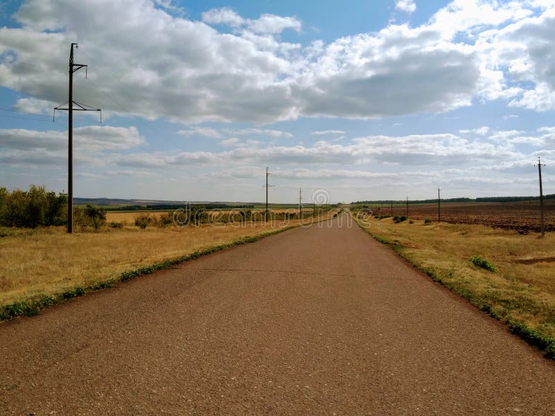 Russian Road - Way Across The Plain Stock Image - Image of road, clouds ...