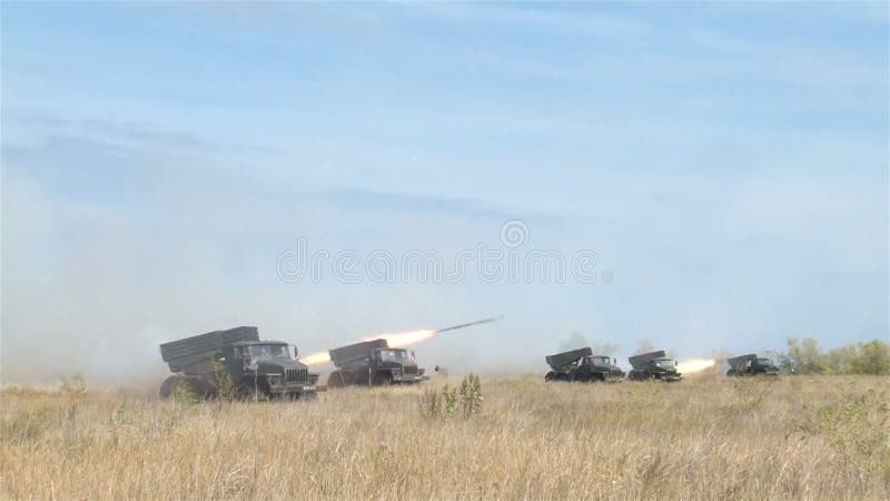 Russian Rocket Launch System Grad Shoots Stock Video - Video of soviet ...