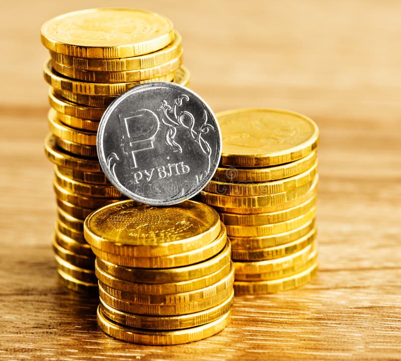 The Russian Rouble Coin and Gold Money Stock Image - Image of dividend ...