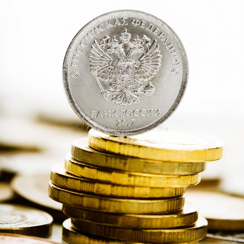 The Russian rouble coins stock photo. Image of coin - 128359160