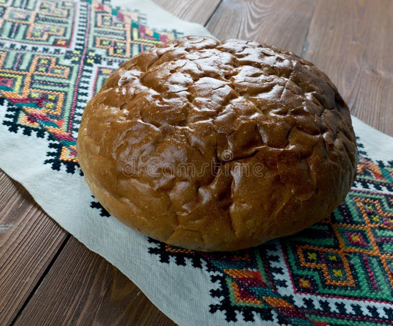 Russian Round Bread - Karavai Stock Photo - Image of russian, round ...