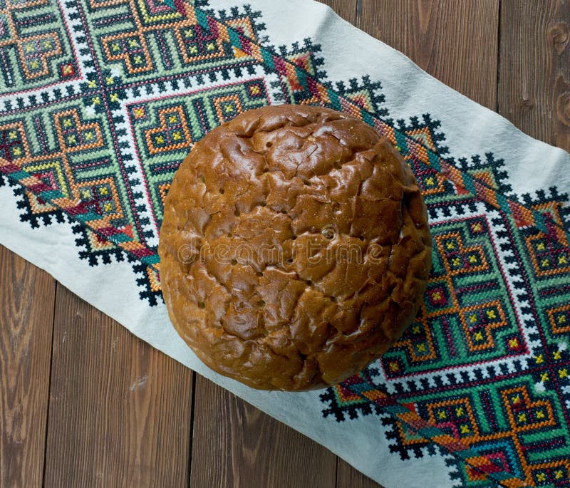 Russian Round Bread - Karavai Stock Photo - Image of russian, round ...
