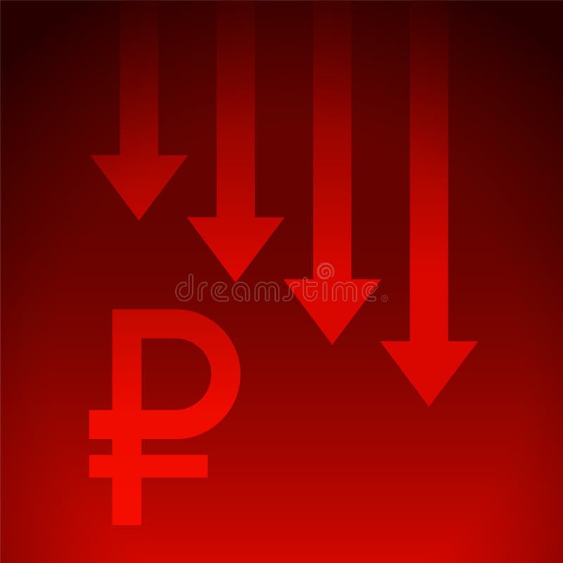 Russian Ruble Collapse with Downfall Red Arrow Stock Vector ...