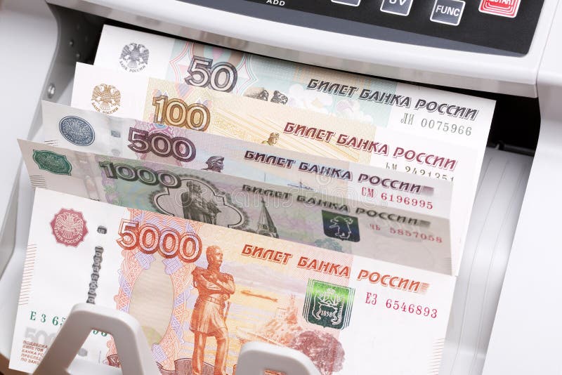 Russian Ruble in the Counting Machine Stock Photo - Image of russia ...