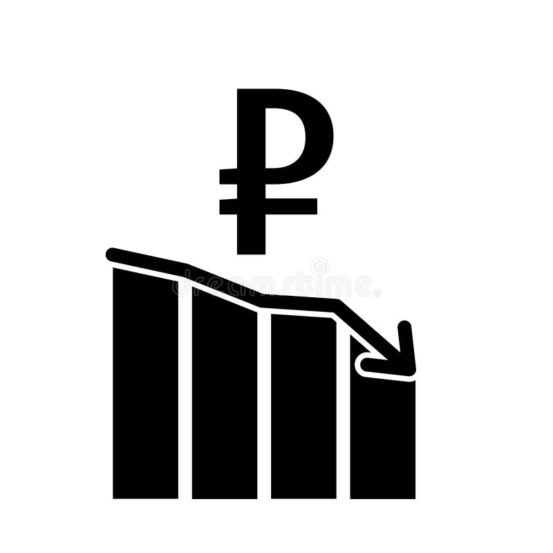Russian Ruble Inflation Icon Falling Symbol Vector Stock Illustration ...