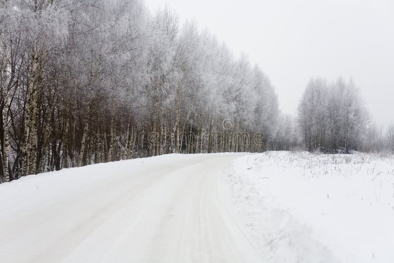 Russian Rural Road Covered with White Snow Stock Photo - Image of ...
