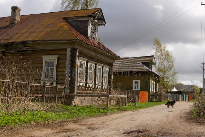 Russian rural street. stock image. Image of scape, people - 51761897