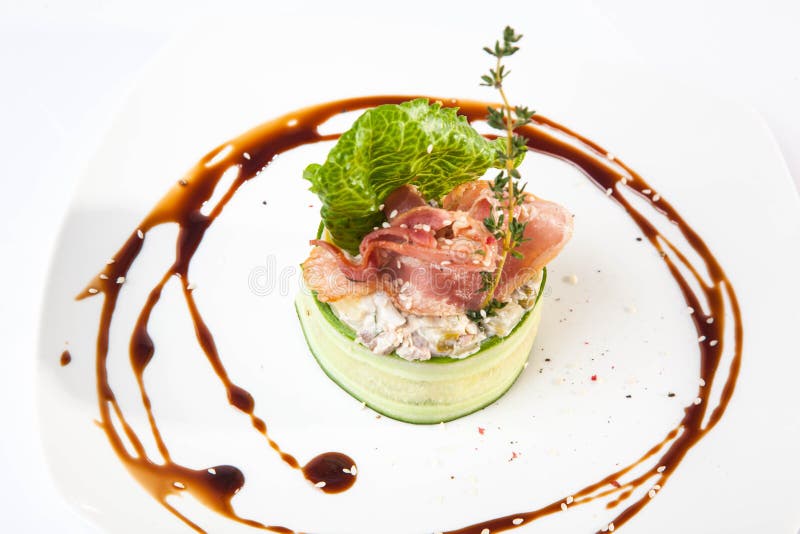 Russian salad with Bacon stock photo. Image of fish, eating - 72006872