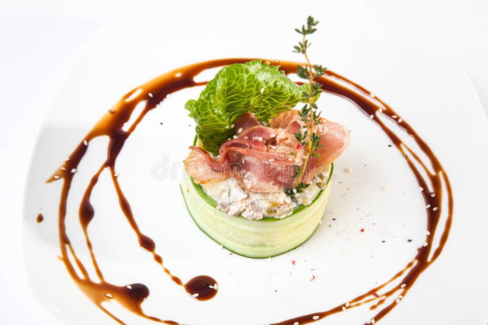 Russian salad with Bacon stock photo. Image of fish, eating - 72006872
