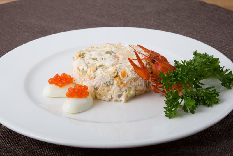 Russian Salad with Crayfish Stock Image - Image of cold, food: 72202815