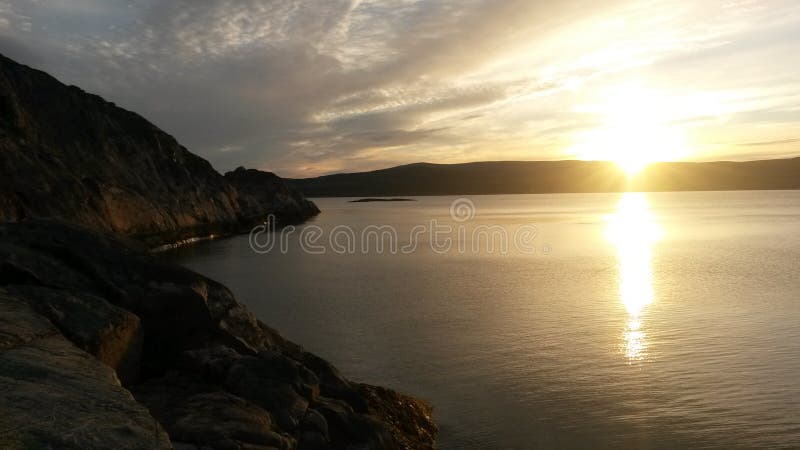 Russian sea stock image. Image of fjord, cape, sunset - 99769791