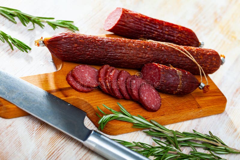 Russian smoked sausage stock photo. Image of bratwurst - 238585760
