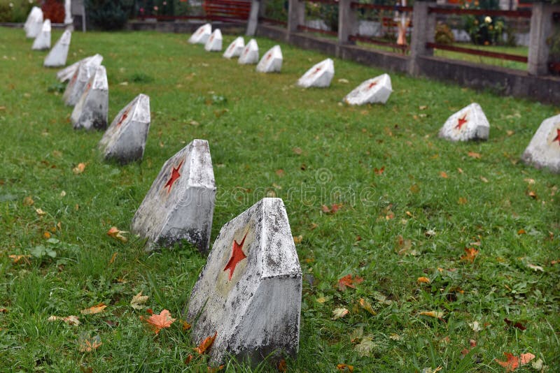 Russian Soldier Cemetery. Graves of the Soviet Soldiers Stock Photo ...