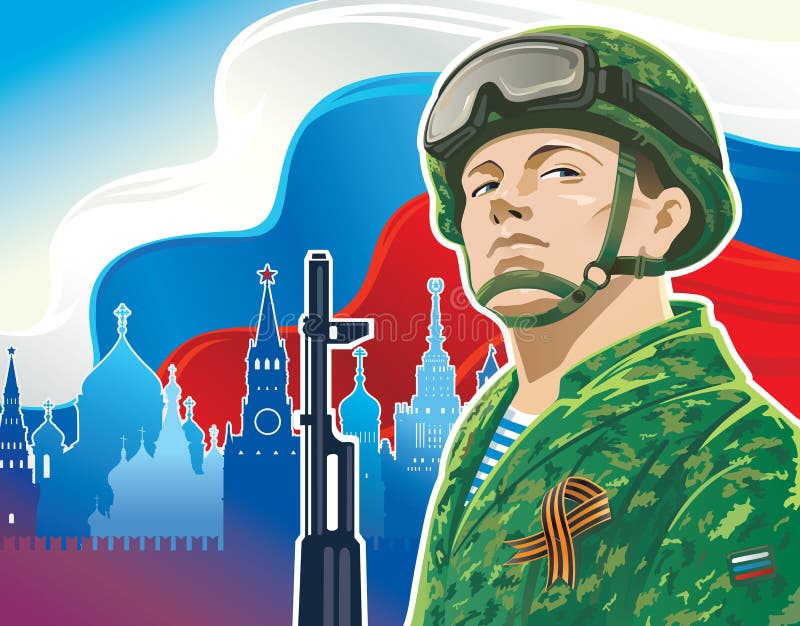 Russian soldier. stock vector. Illustration of guns, commando - 84981632