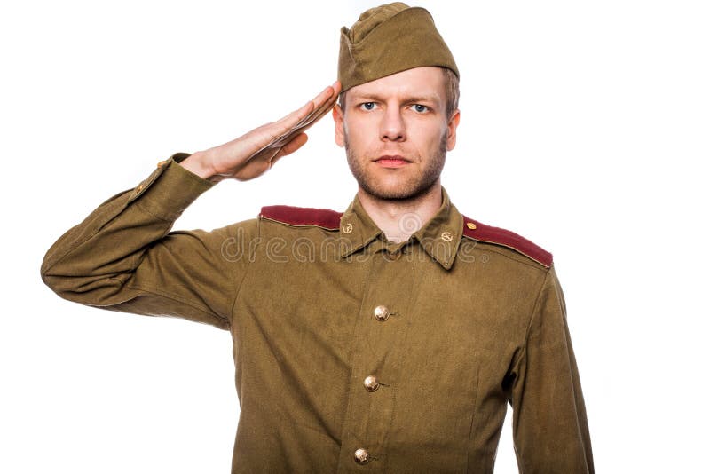 Russian soldier saluting stock photo. Image of character - 40634126