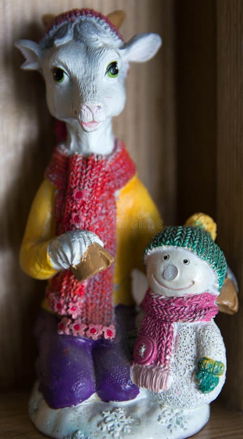 Russian Souvenir, Snowman and Goat. Stock Image - Image of skis, figure ...