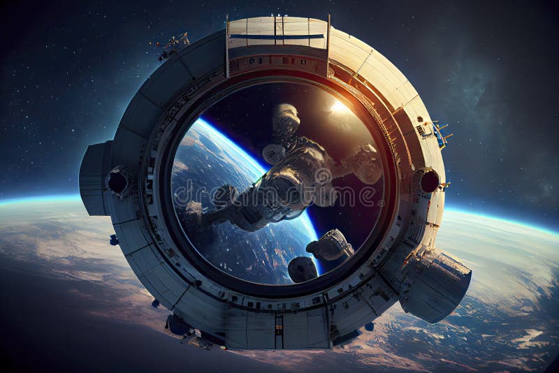 Russian Spacecraft in Earth Orbit. the View from the ISS Stock ...