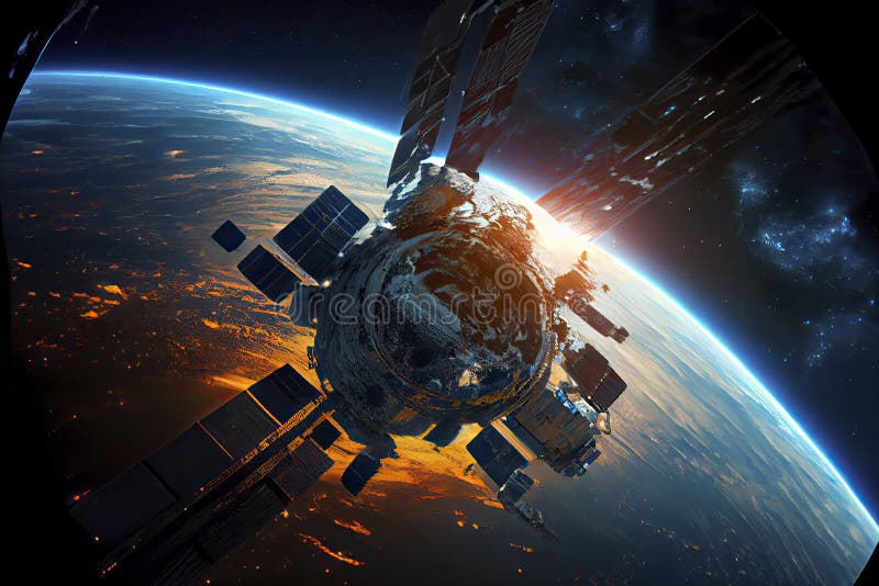 Russian Spacecraft in Earth Orbit. the View from the ISS Stock ...