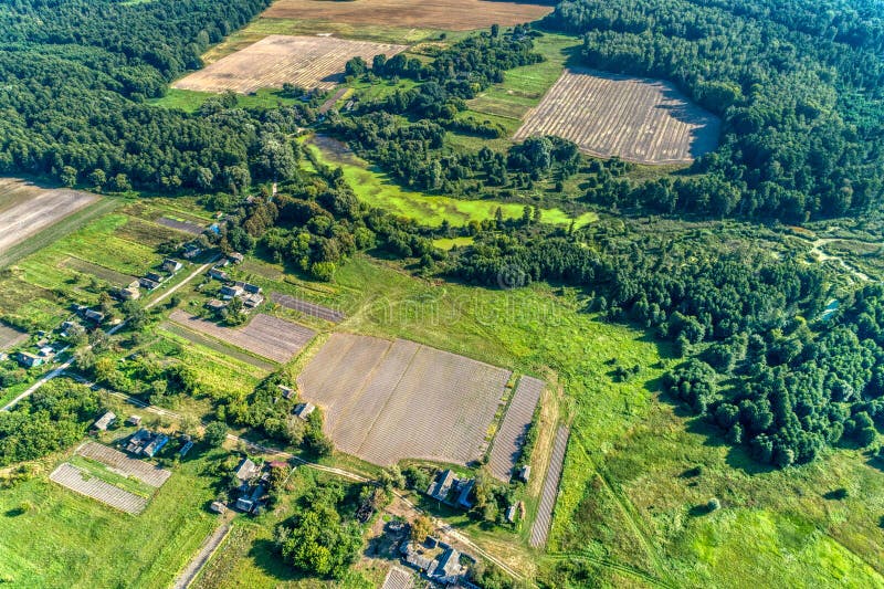 Russian Sparsely Populated Village. View from Above. Stock Photo ...