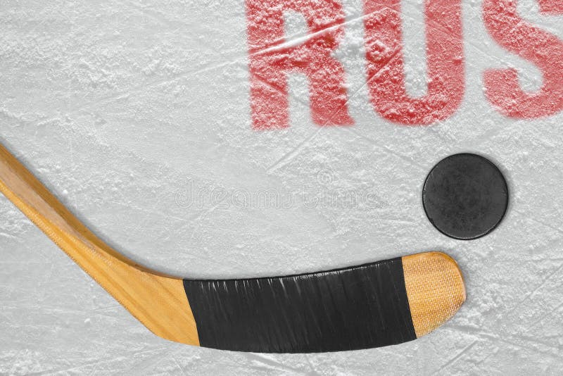 Russian Stick and Puck on the Ice Stock Photo - Image of hook, puck ...