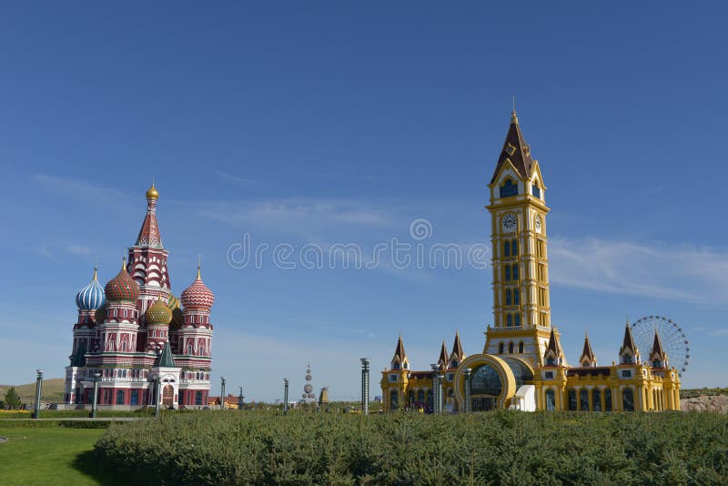 Russian style buildings stock image. Image of architecture - 77555285