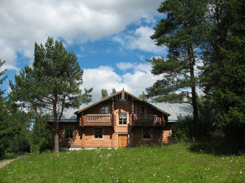 Russian Style. Wooden House Stock Photo - Image of embrasure, building ...