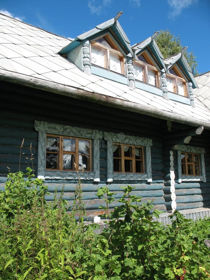 Russian Style. Wooden House Stock Photo - Image of embrasure, building ...