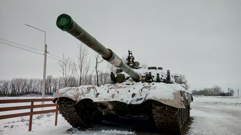 Russian Tank in Winter Covered with Snow. Stock Photo - Image of ...