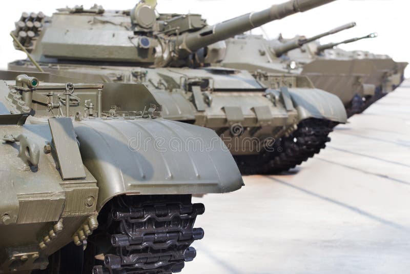 Russian Tanks in Row Outside Stock Photo - Image of machine, forces ...