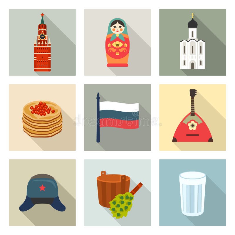 Russian theme icon set stock vector. Illustration of national - 46213882
