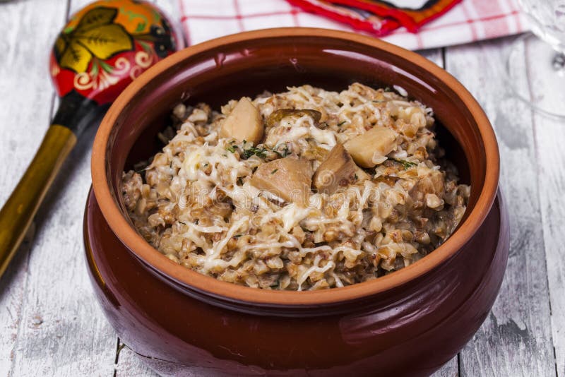Russian Traditional Buckwheat with Mushrooms Stock Image - Image of ...