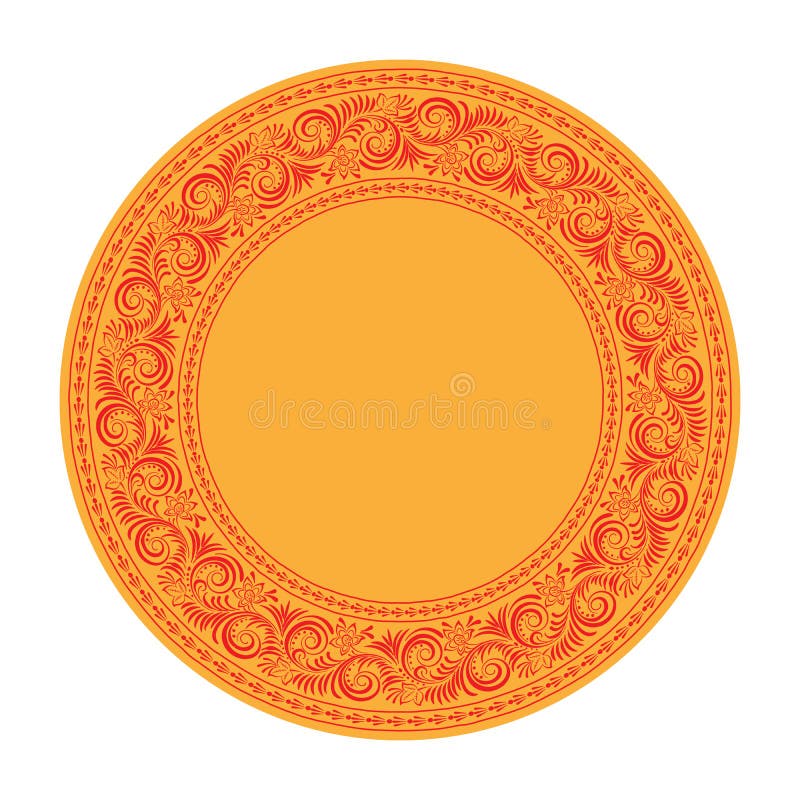 Russian Traditional Circular Pattern. Bright Red Pattern of Leaves and ...