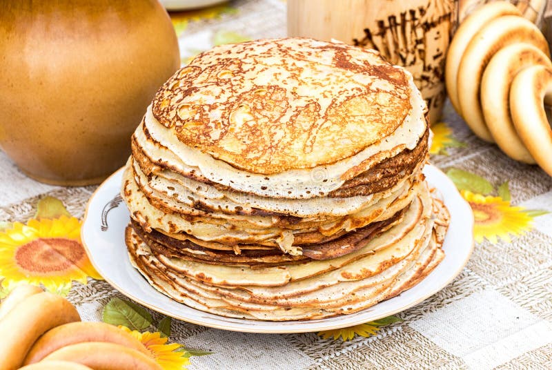 Stack of Appetizing Fried Pancakes on the Table Stock Photo - Image of ...