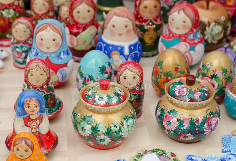 Russian Traditional Matryoshka Souvenirs Stock Photo - Image of macro ...