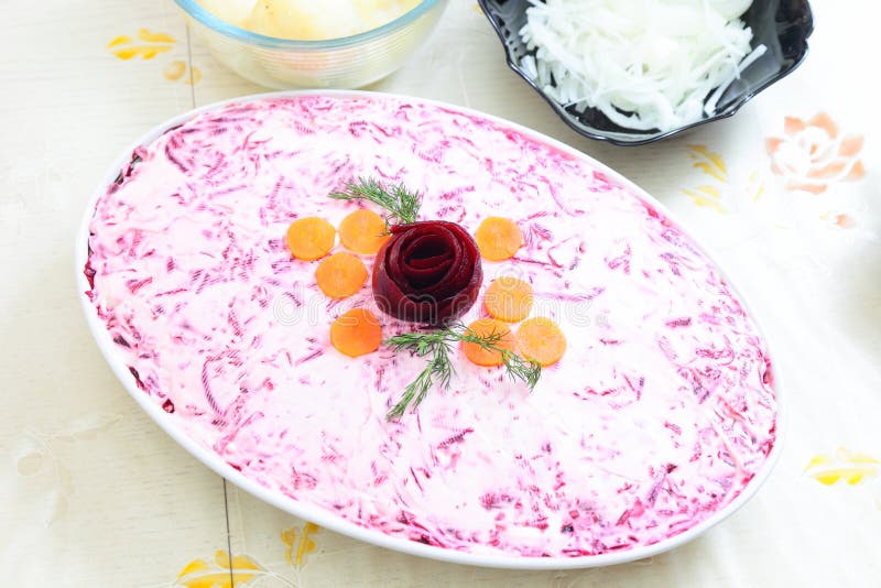 Russian Traditional Salad Herring Under Fur Coat Stock Photo - Image of ...