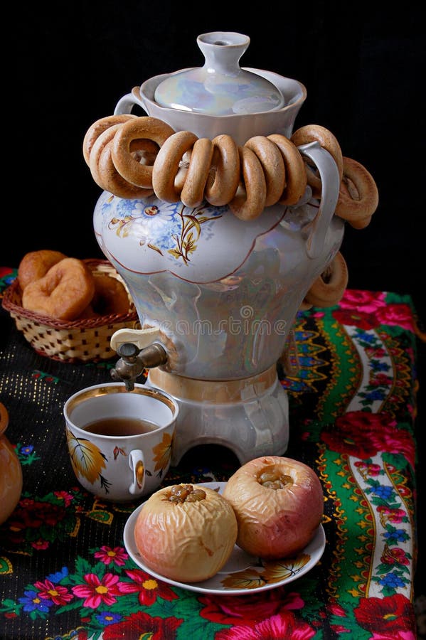 Russian Traditional Tea Ceremony Stock Image - Image of meal, back ...