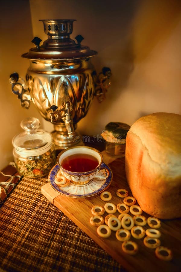Russian Traditional Tea with Samovar Stock Photo - Image of antique ...