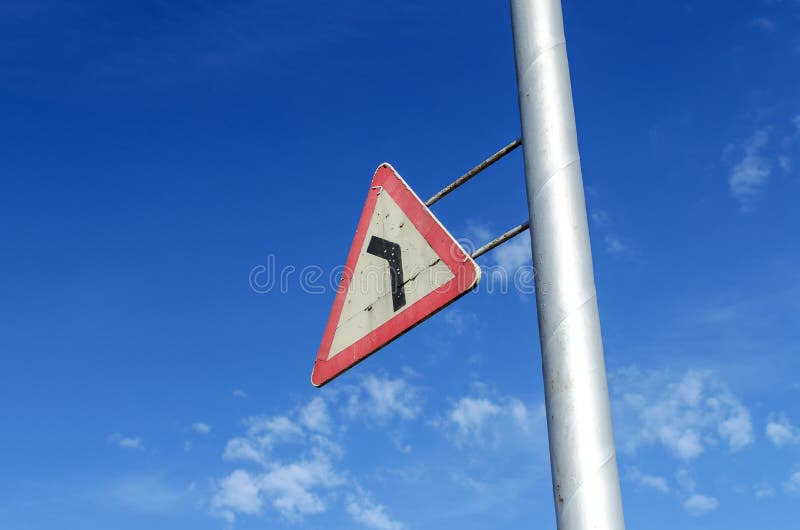The Russian Triangular Road Sign Stock Photo - Image of signal, color ...