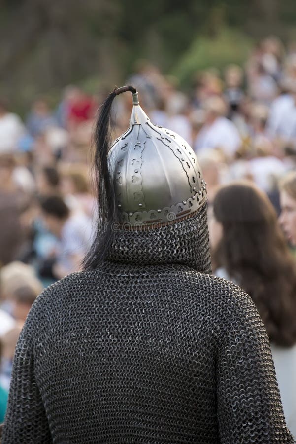 Russian Warrior with Big Shield Prepares To Fight Stock Image - Image ...