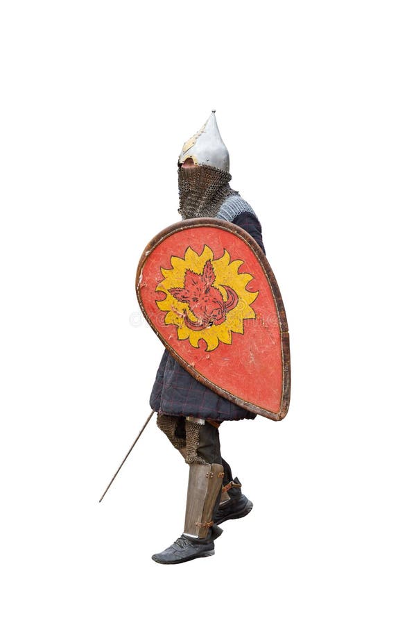 Russian Warrior with Big Shield Prepares To Fight Stock Image - Image ...
