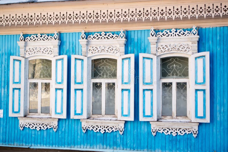 Russian Window Carved Platband Stock Photo - Image of platband ...