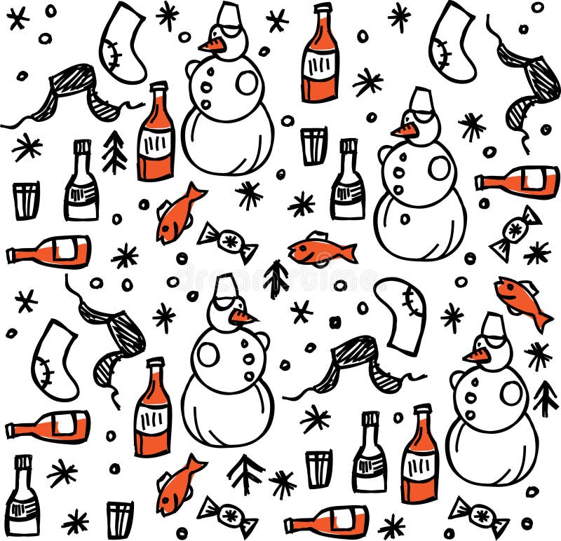 Winter Snow Color Forest and Wild Animals Seamless Pattern. Stock ...